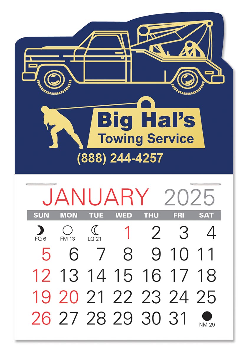 Tow Truck Value Stick Adhesive Calendar — On The Ball Promotions